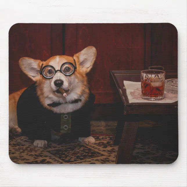Winston Furchill corgi mouse pad | Zazzle