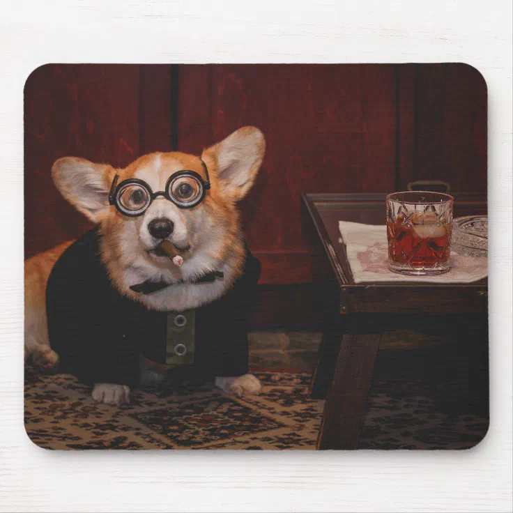 Winston Furchill corgi mouse pad | Zazzle