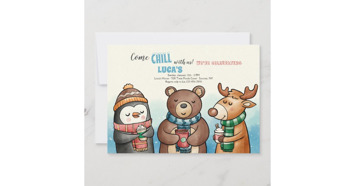 Winter Animal Friends Birthday Party Invitation | Zazzle