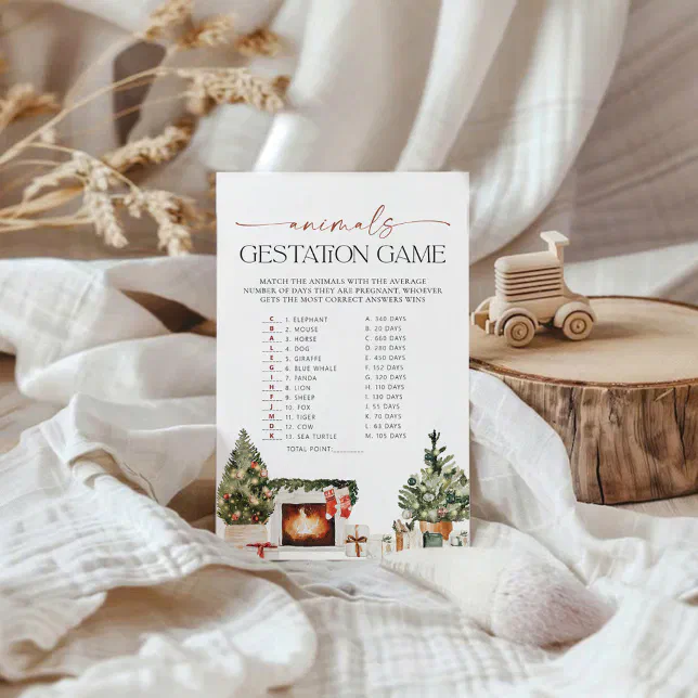 Winter Animals Gestation Baby Shower Game | Zazzle
