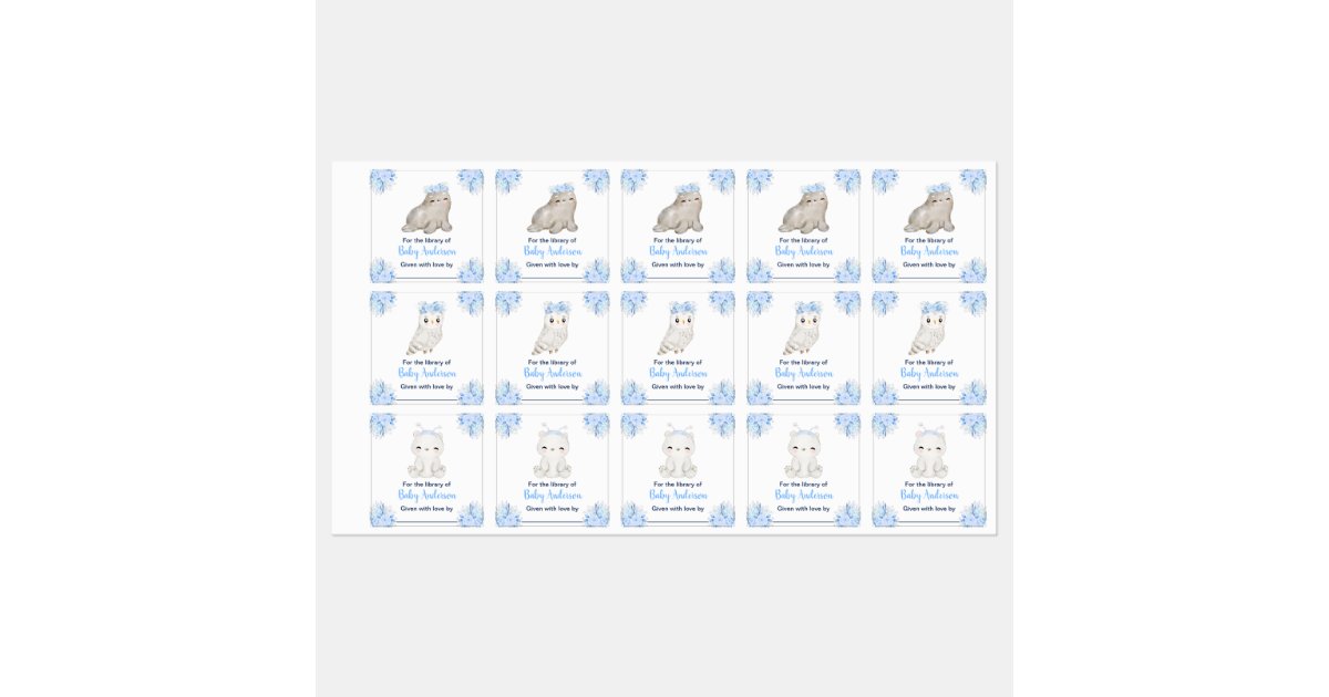 Winter Arctic Animals Baby Shower Bookplate Labels | Zazzle