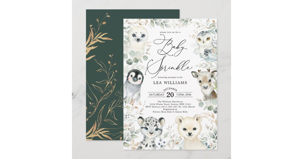 Winter Arctic Animals Gender Neutral Baby Sprinkle Invitation | Zazzle