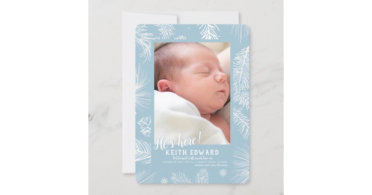 Winter Arrival Photo Birth Announcement | Zazzle