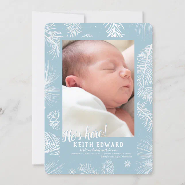 Winter Arrival Photo Birth Announcement | Zazzle