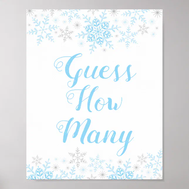 Winter Baby Boy Shower Guess How Many Game Sign | Zazzle