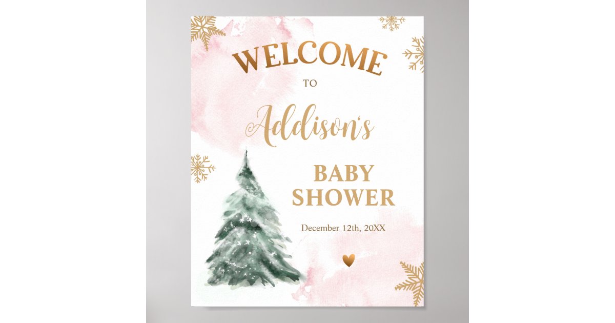 Winter Baby Shower Cold Outside Snowflakes Welcome Poster | Zazzle