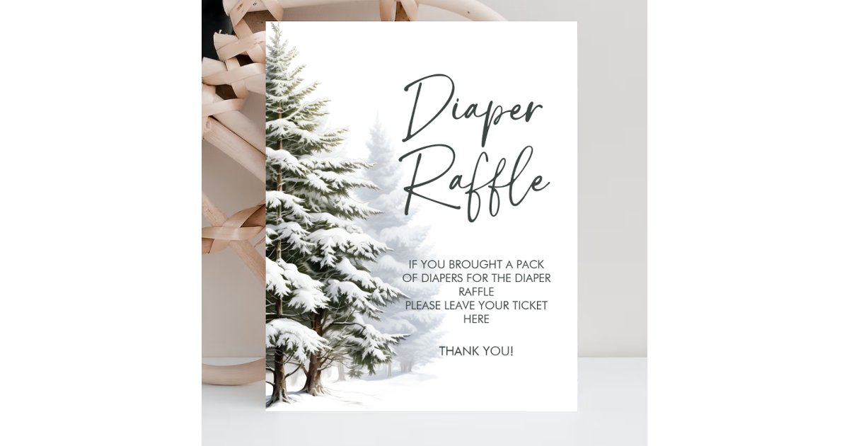 Winter Baby Shower Diaper Raffle Sign | Zazzle