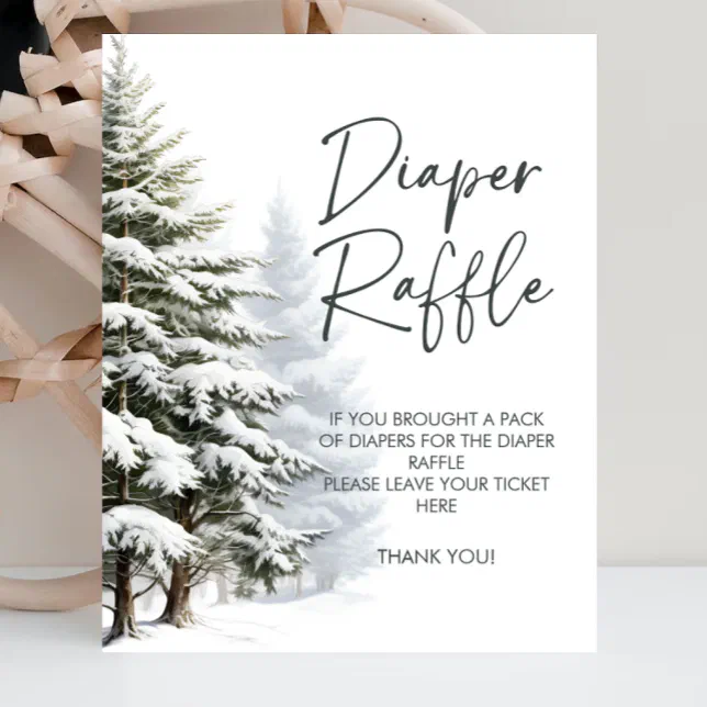Winter Baby Shower Diaper Raffle Sign | Zazzle