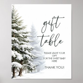 Winter Baby Shower Gift Table Sign | Zazzle