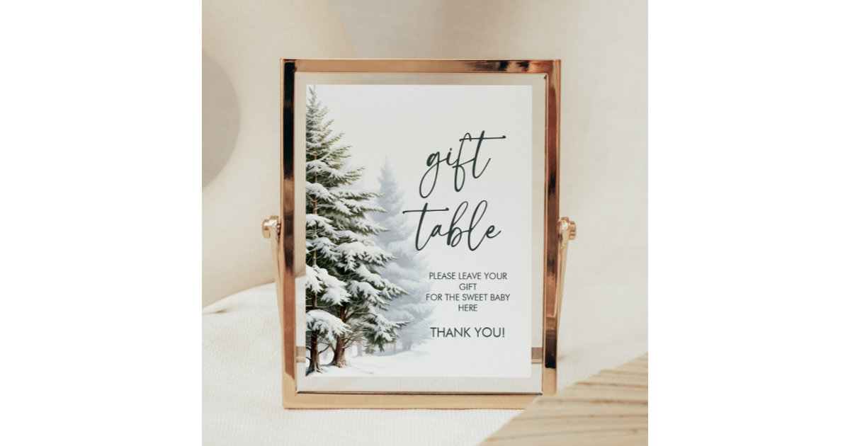 Winter Baby Shower Gift Table Sign | Zazzle