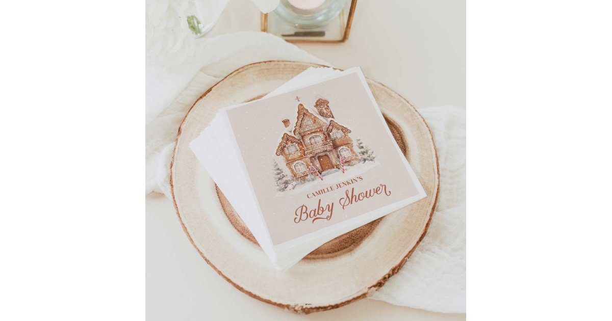 Winter Baby Shower Gingerbread House Napkins | Zazzle