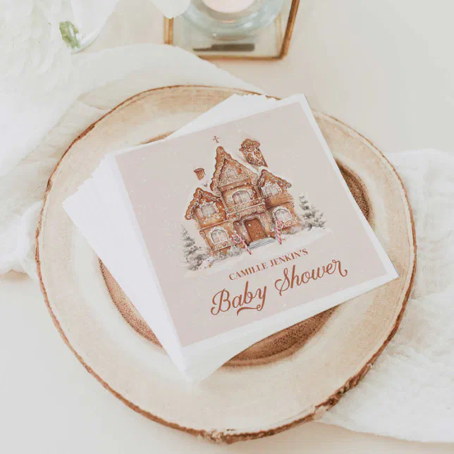 Winter Baby Shower Gingerbread House Napkins | Zazzle