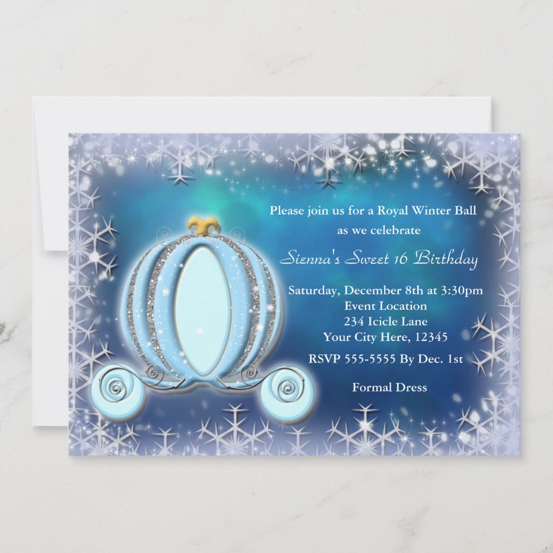 Winter Ball Cinderella Carriage Royal Invitation | Zazzle