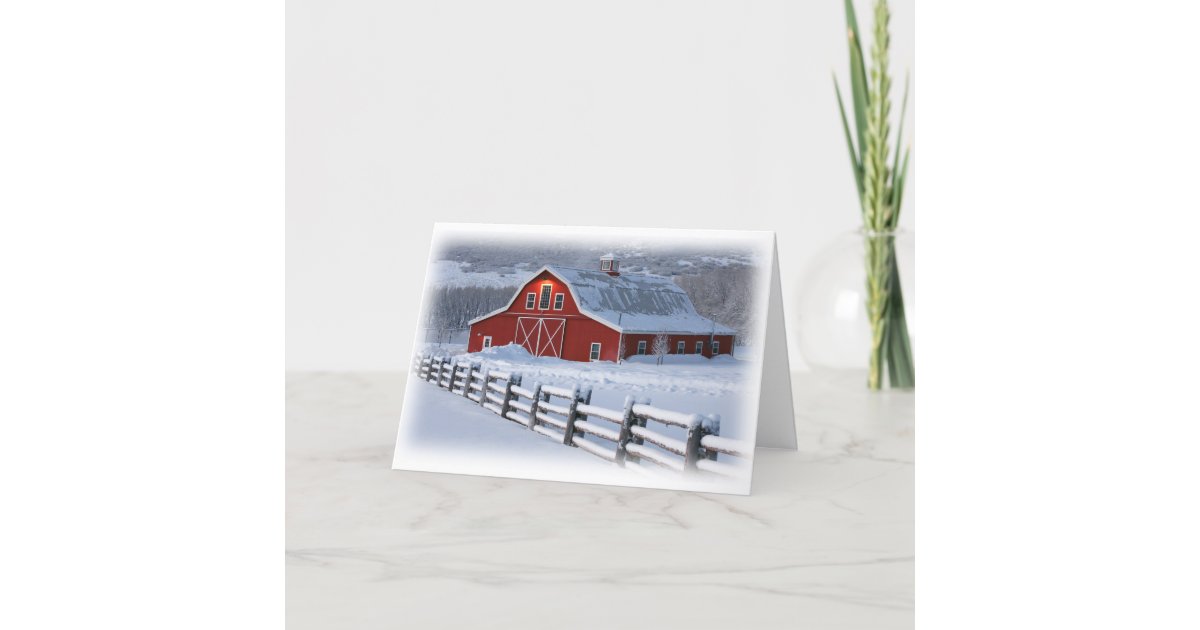 Winter Barn Greeting Card | Zazzle