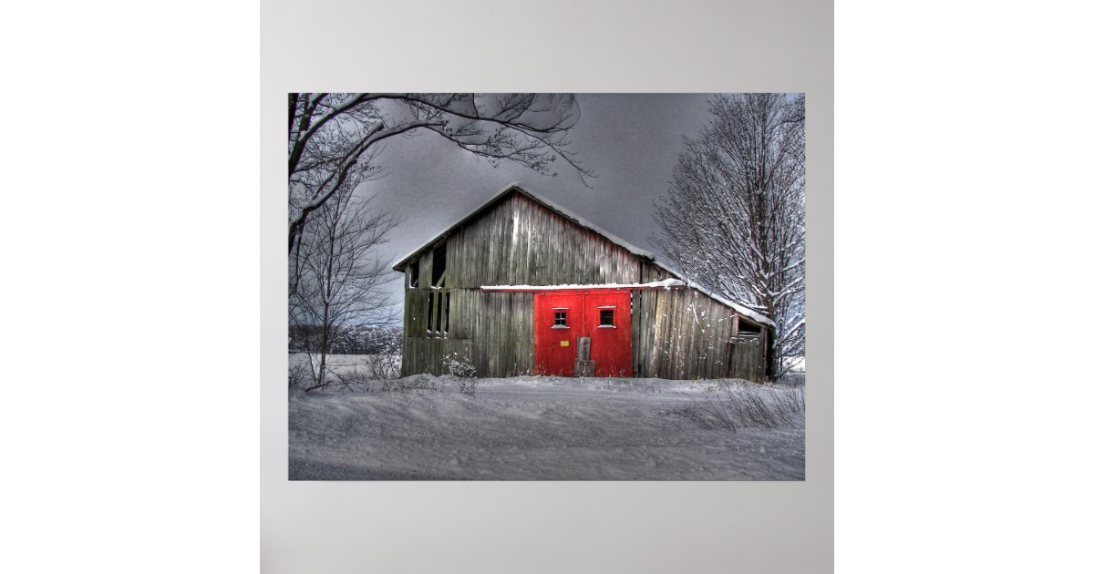 Winter Barn Poster | Zazzle