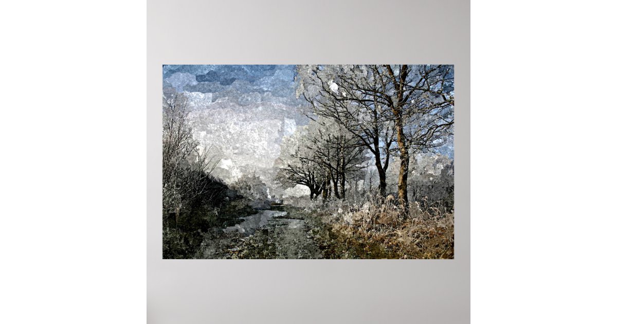 Winter Bayou Trees Landscape Watercolor Painting Poster | Zazzle