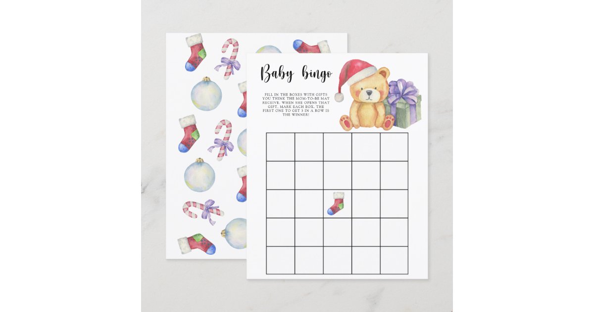 Winter Bear - Baby shower bingo game | Zazzle