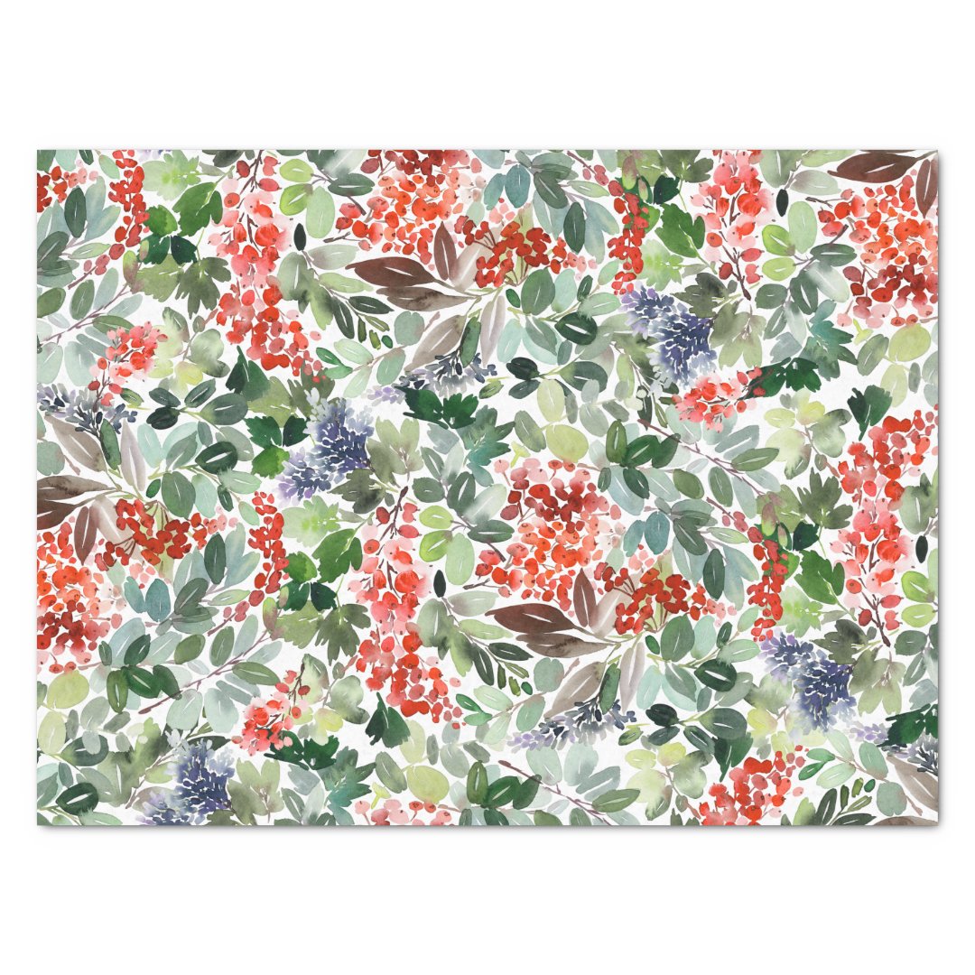 Winter Berries and Greenery Christmas Tissue Paper | Zazzle