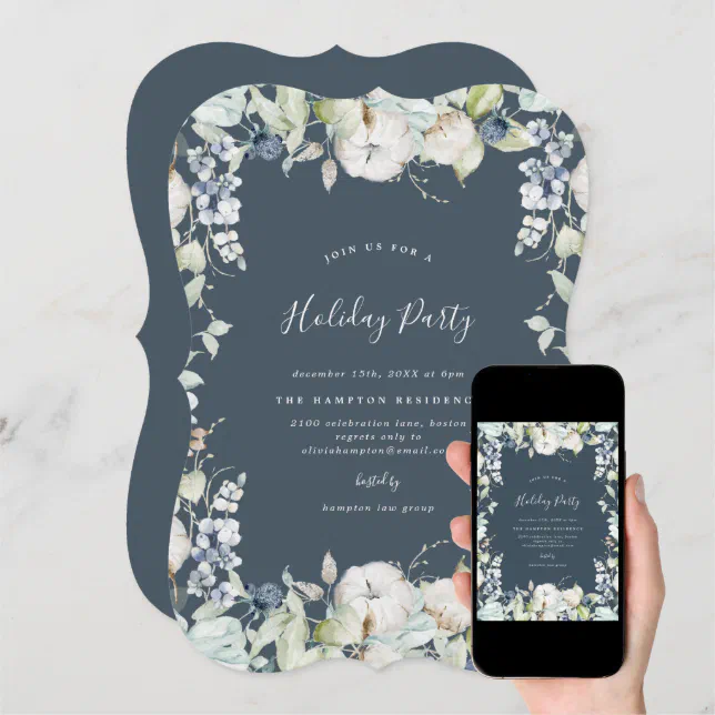 Winter Berries Border Holiday Party Invitation | Zazzle