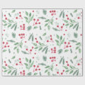 Winter Berries Greenery Watercolor Holiday Wrapping Paper | Zazzle