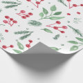 Winter Berries Greenery Watercolor Holiday Wrapping Paper | Zazzle