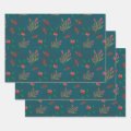 Winter berry- Blue Wrapping Paper Sheets | Zazzle