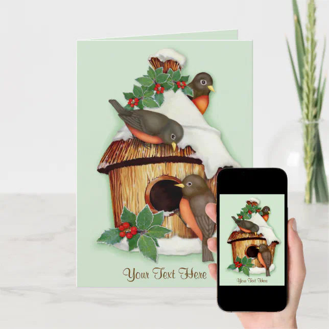 Winter Birds Folded Christmas Holiday Card | Zazzle