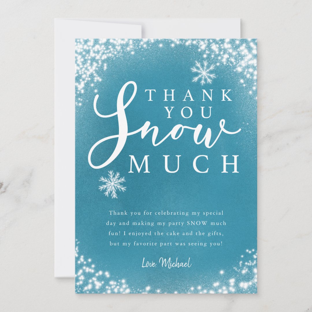 Winter Birthday Party Boy Thank You Snow Much Card | Zazzle