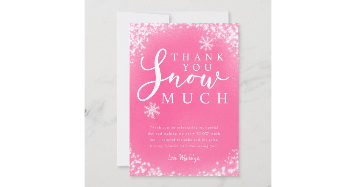 Winter Birthday Party Girl Thank You Snow Much | Zazzle
