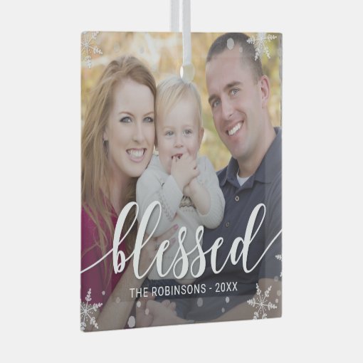 Winter Blessings Custom Photo Christmas Ornament | Zazzle