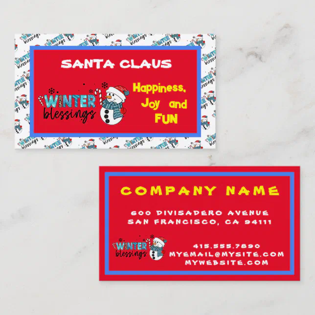Winter Blessings Customize Business Card | Zazzle