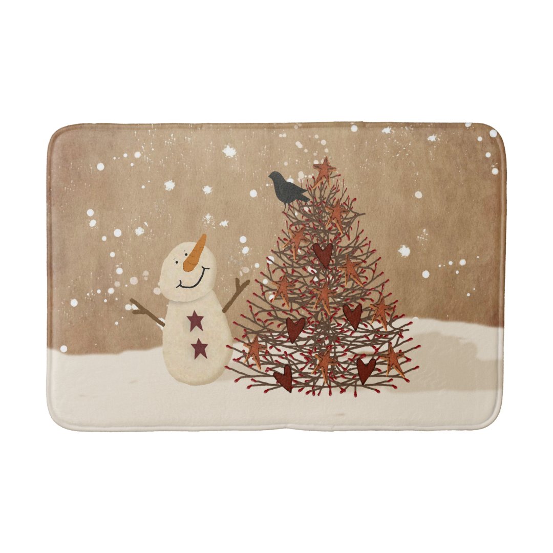 Winter Blessings Snowman Bath Mat | Zazzle