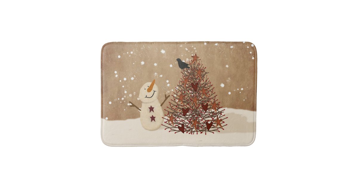 Winter Blessings Snowman Bath Mat | Zazzle