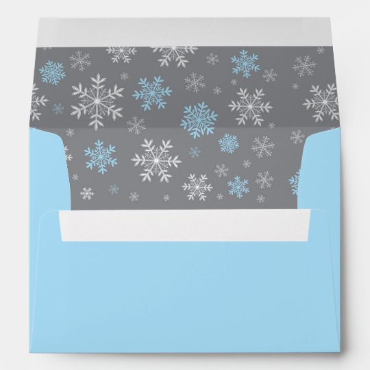 Winter Blue and Gray Snowflake Pattern Envelope | Zazzle.com