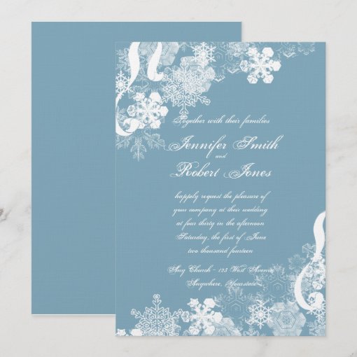 Winter Blue and White Snowflake Wedding Invitation | Zazzle