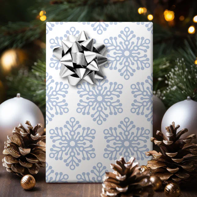 Winter Blue And White Snowflakes Christmas Holiday Wrapping Paper | Zazzle