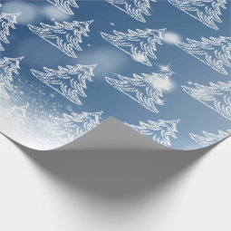 Winter Blue Christmas Trees Wrapping Paper | Zazzle