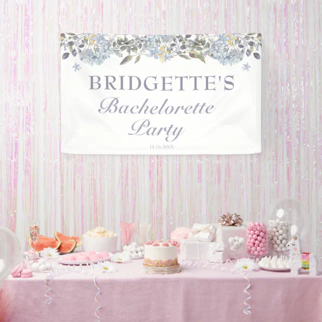 Winter Blue Floral Bachelorette Party Welcome Banner | Zazzle