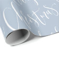 Winter Blue Merry Christmas Calligraphy Holiday Wrapping Paper | Zazzle