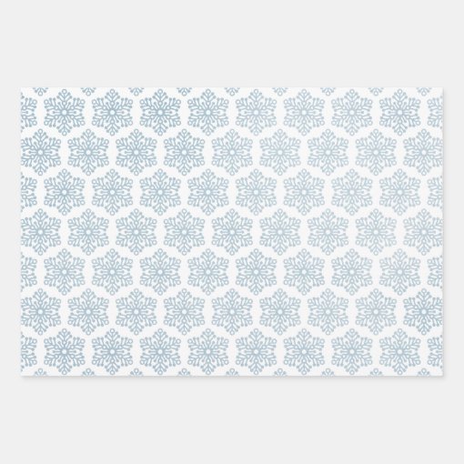 Winter Blue Merry Christmas Snowflakes Christmas Wrapping Paper Sheets ...