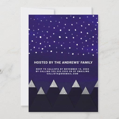 Winter Blue Silver Snowy Mountains Holiday Party Invitation | Zazzle
