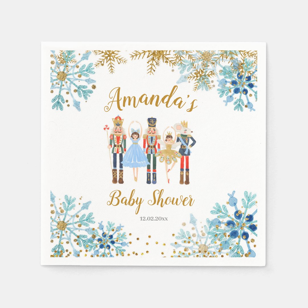 Winter Blue Snowflake Nutcracker Paper Napkins | Zazzle