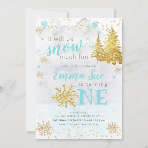 Winter Blue Snowflake Snow Much fun Birthday Invitation | Zazzle
