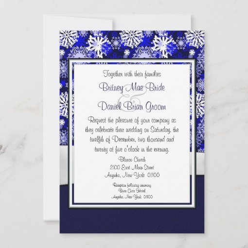 Winter Blue & White Snowflake Wedding Invitations | Zazzle