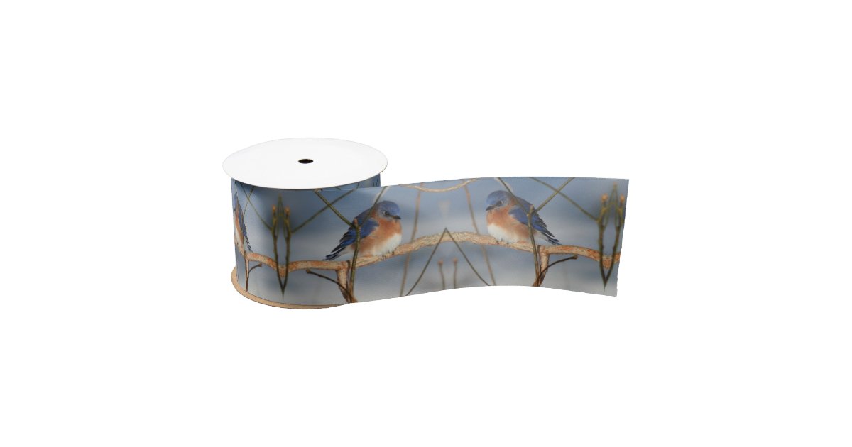 Winter Bluebird Satin Ribbon | Zazzle