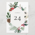 Winter Botanical Floral Table Number Card | Zazzle