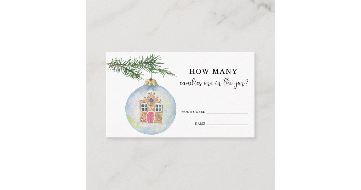 Winter branch with toy - guess how many candies enclosure card | Zazzle