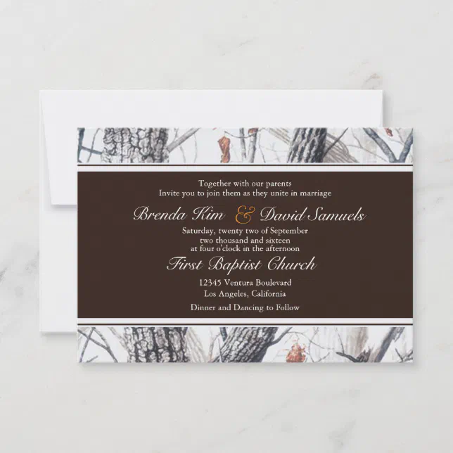 Winter Camo Wedding Invitation | Zazzle