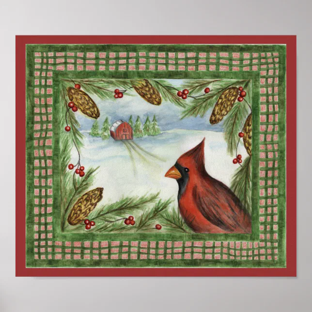 Winter Cardinal Poster | Zazzle