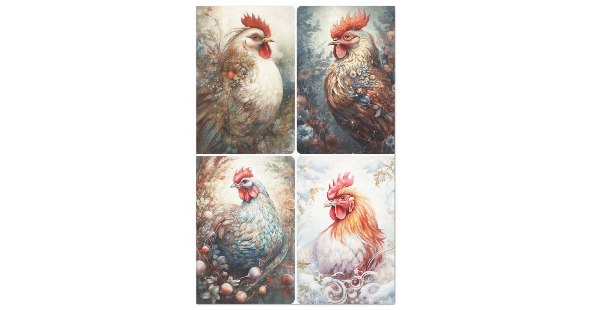Winter Chickens Tissue Paper | Zazzle
